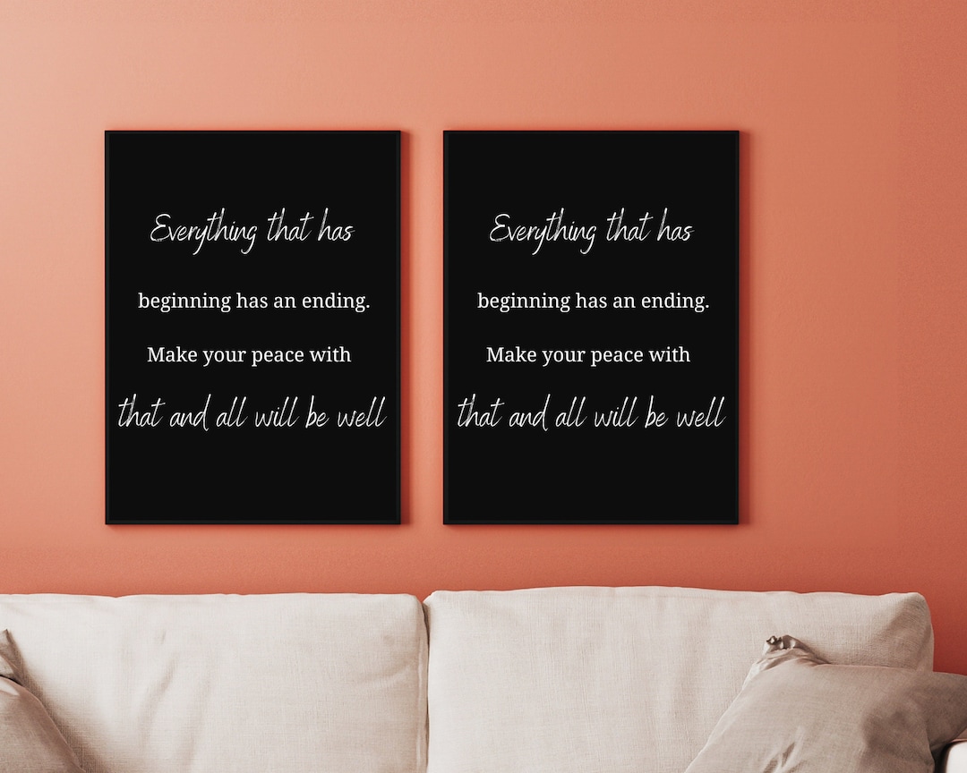 Beginning Ending Affirmative Quote Motivational Wall Art-framed Office ...