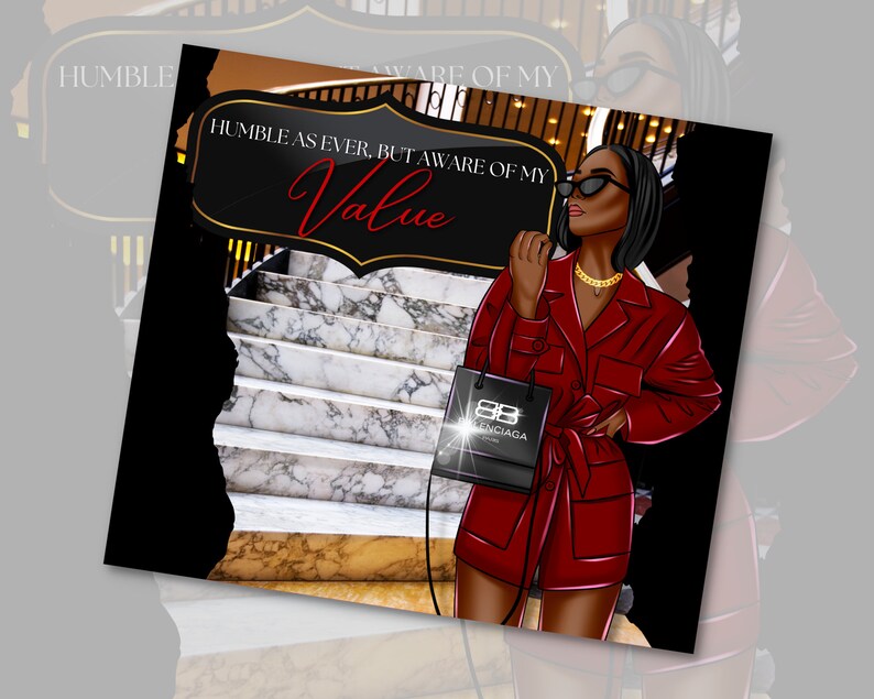 Designer Bag African American Woman 20oz Tumbler PNG Wrap (300DPI) - Etsy