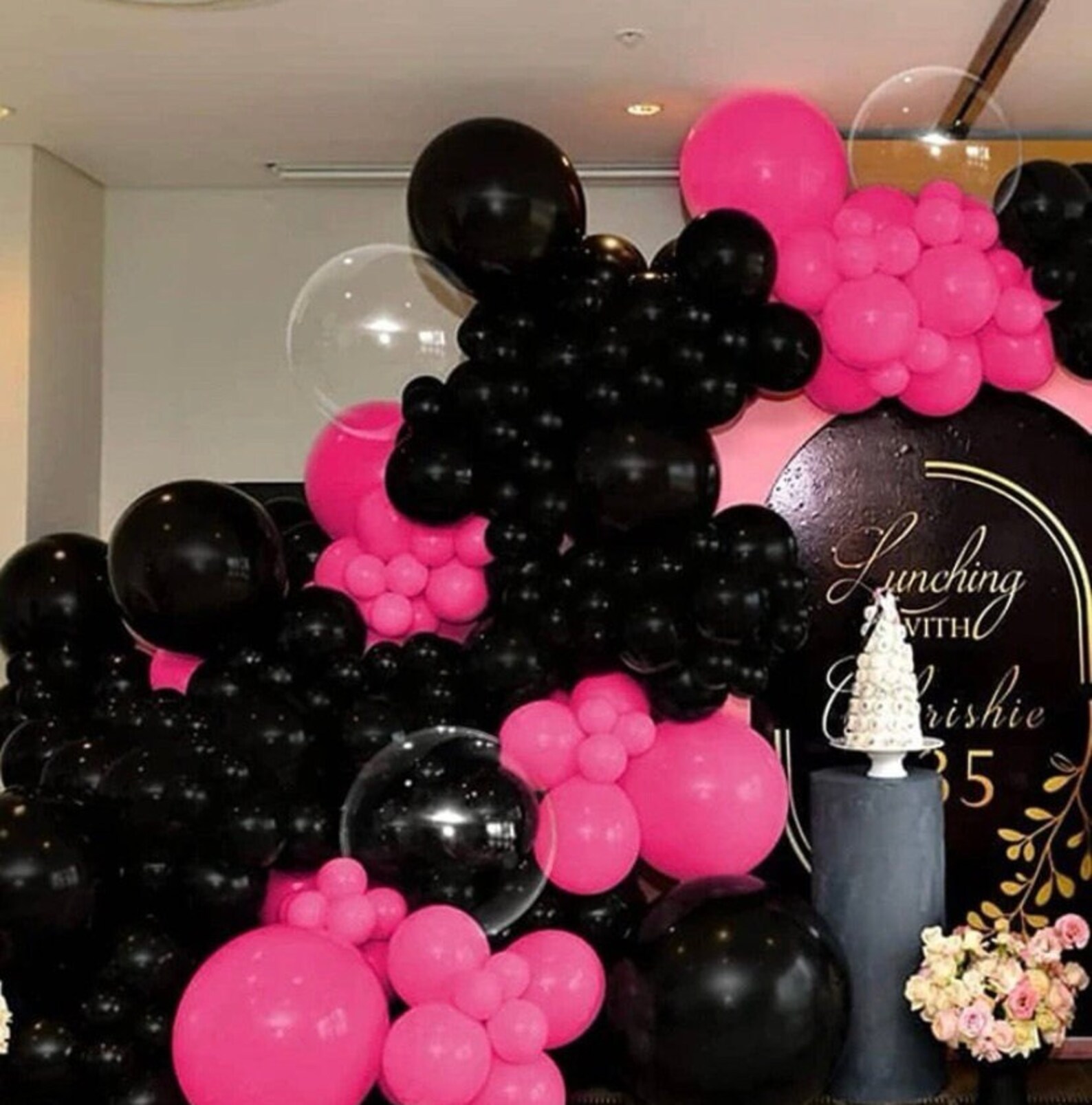 Hot Pink & Black Balloon Garland/barbie Birthday/21st Birthday/princess ...
