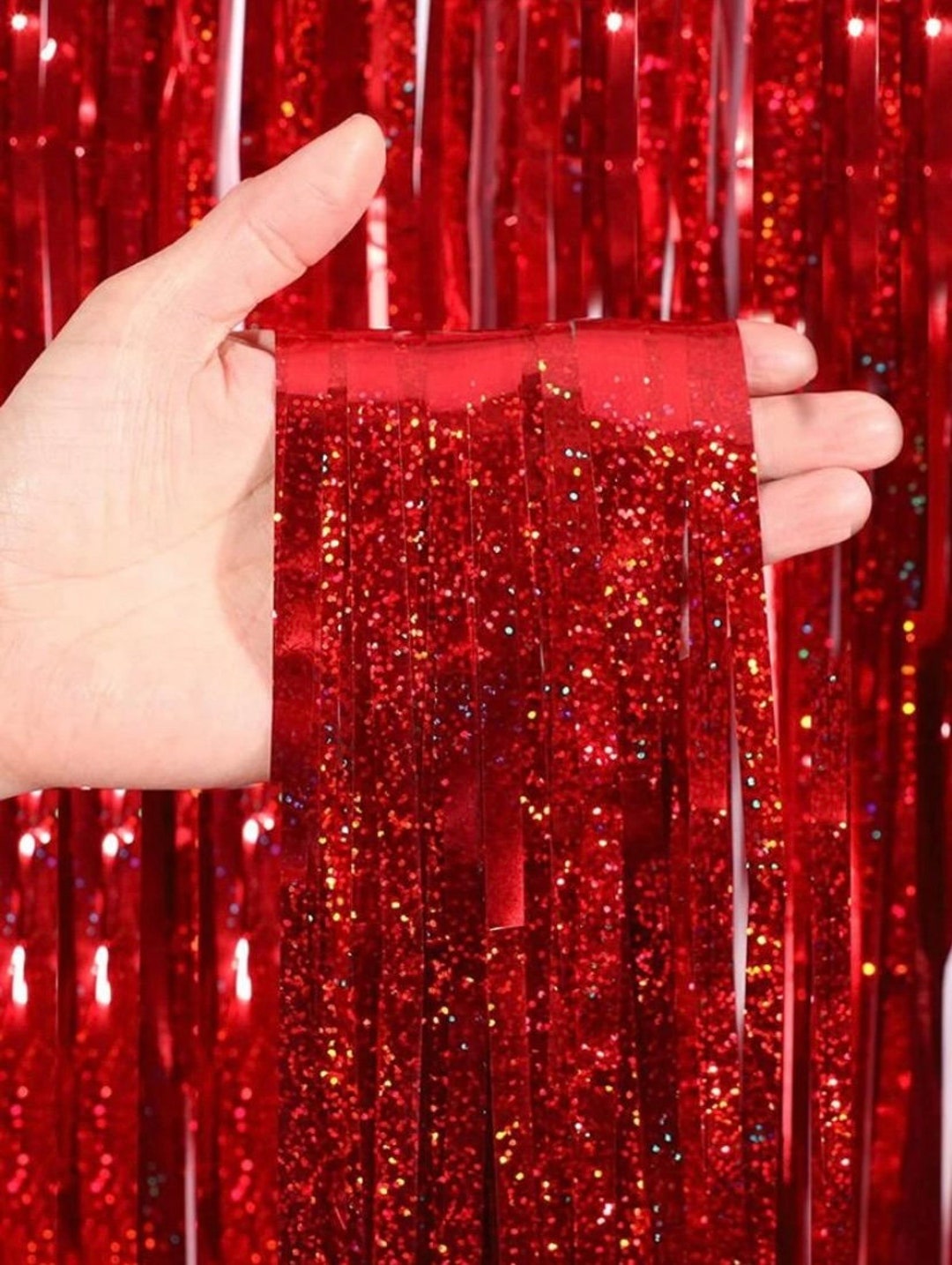 Red Metallic Foil Curtain/2pk Red Decorative Curtain/birthday Party ...