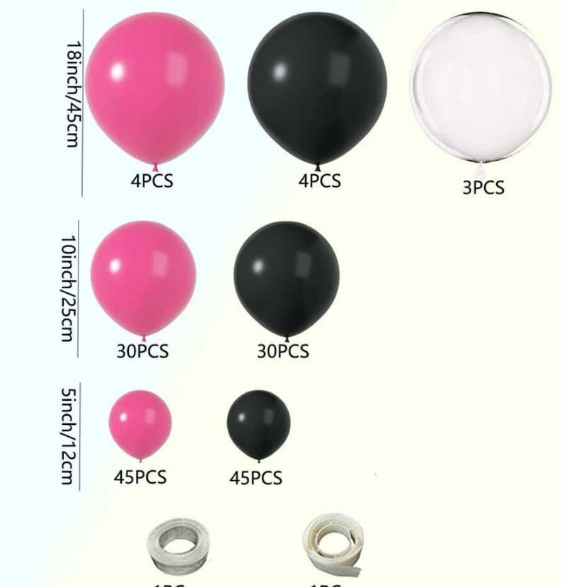 Hot Pink & Black Balloon Garland/barbie Birthday/21st Birthday/princess ...