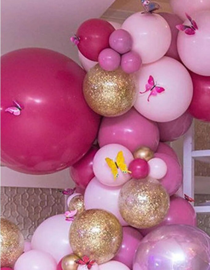 Pink & Gold Balloon Garland Kit: Barbie Party, Birthday, Bachelorette ...
