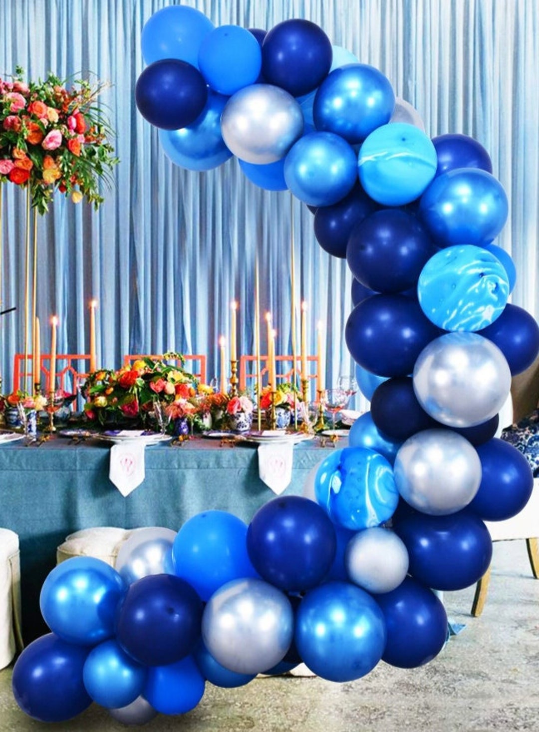 Blue Marble Balloon Garland Kit: Metallic Silver, Space Party Arch - Etsy