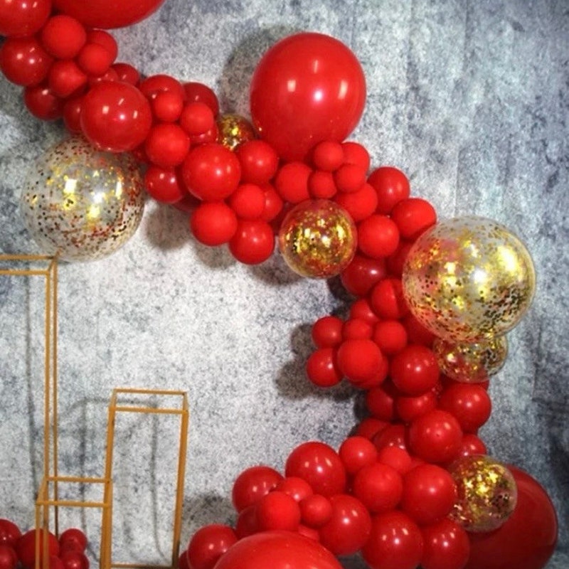 Red and Gold Balloon Garland - Etsy