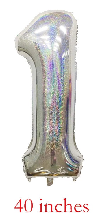Giant Iridescent Silver Number Balloon: Party Decoration - Etsy