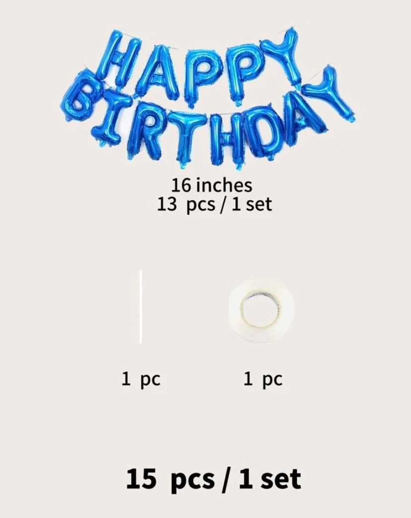 16 Blue Happy Birthday Balloon Banner/blue Letter Balloons/under the ...