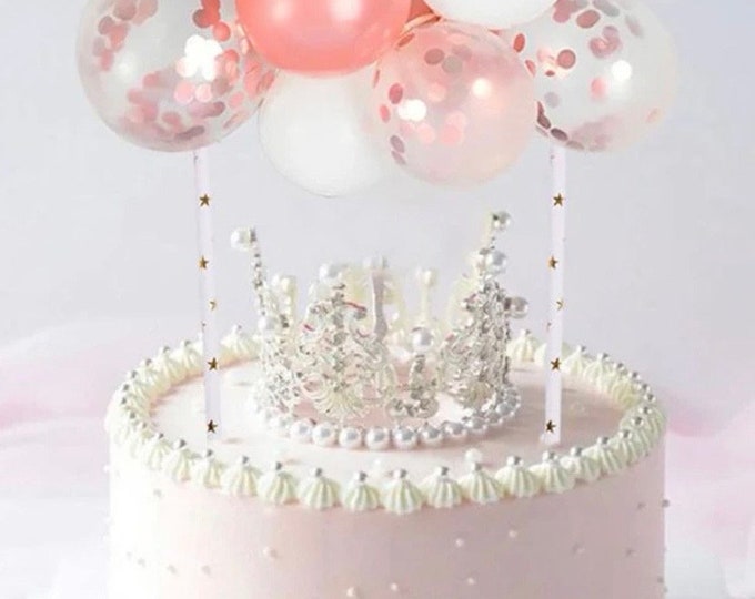 Birthday Cake Topper/rose Gold, White, Confetti Mini Balloon Cake ...