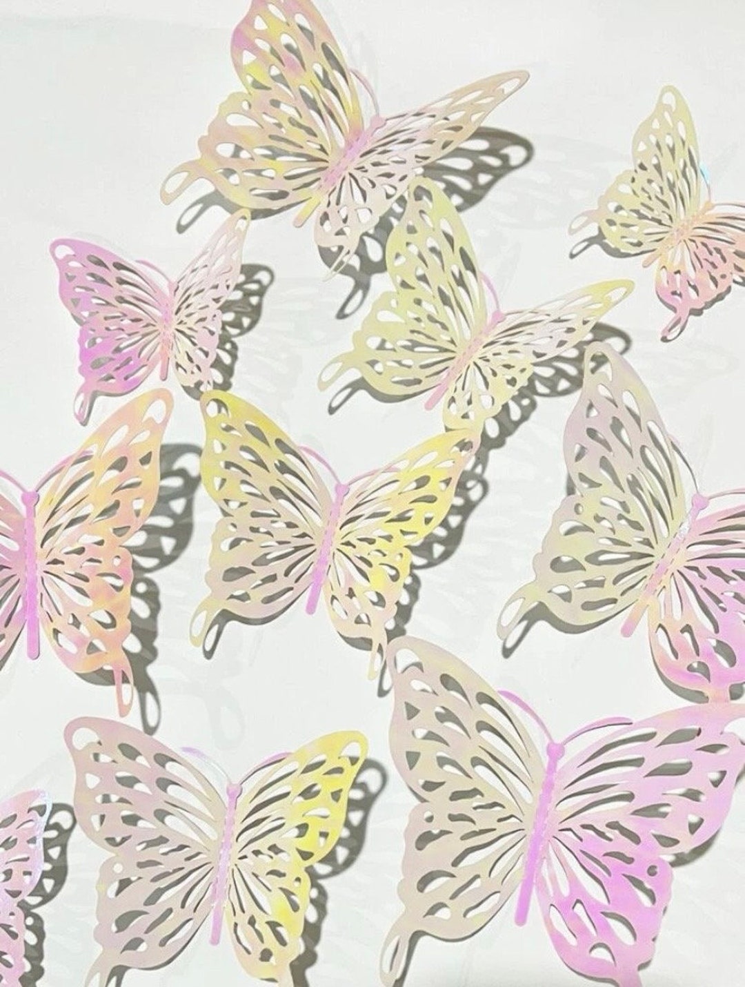 Iridescent Pink Butterfly Set/3d Butterfly Decorations/butterfly Cake ...