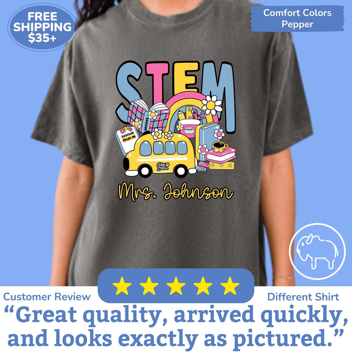 Personalized Comfort Colors STEM T-shirt for Back to School Teacher and ...