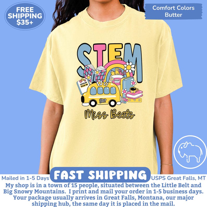 Personalized Comfort Colors STEM T-shirt for Back to School Teacher and ...