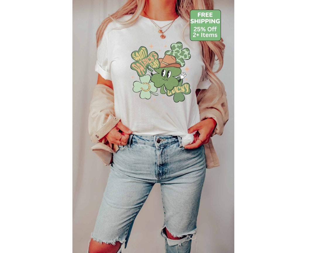 Western Retro Shamrocks Lucky St. Patrick's Day T-shirt, Lucky St ...