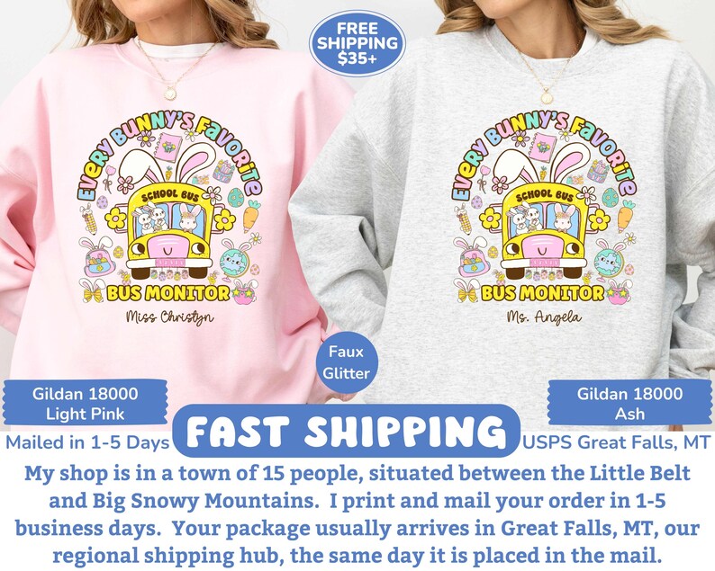 Custom Easter School Bus Monitor Sweatshirt Personalized Comfort Colors ...