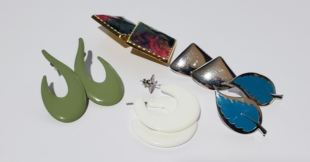 Vintage 90s Earring Set: Retro Funky Earrings - Etsy