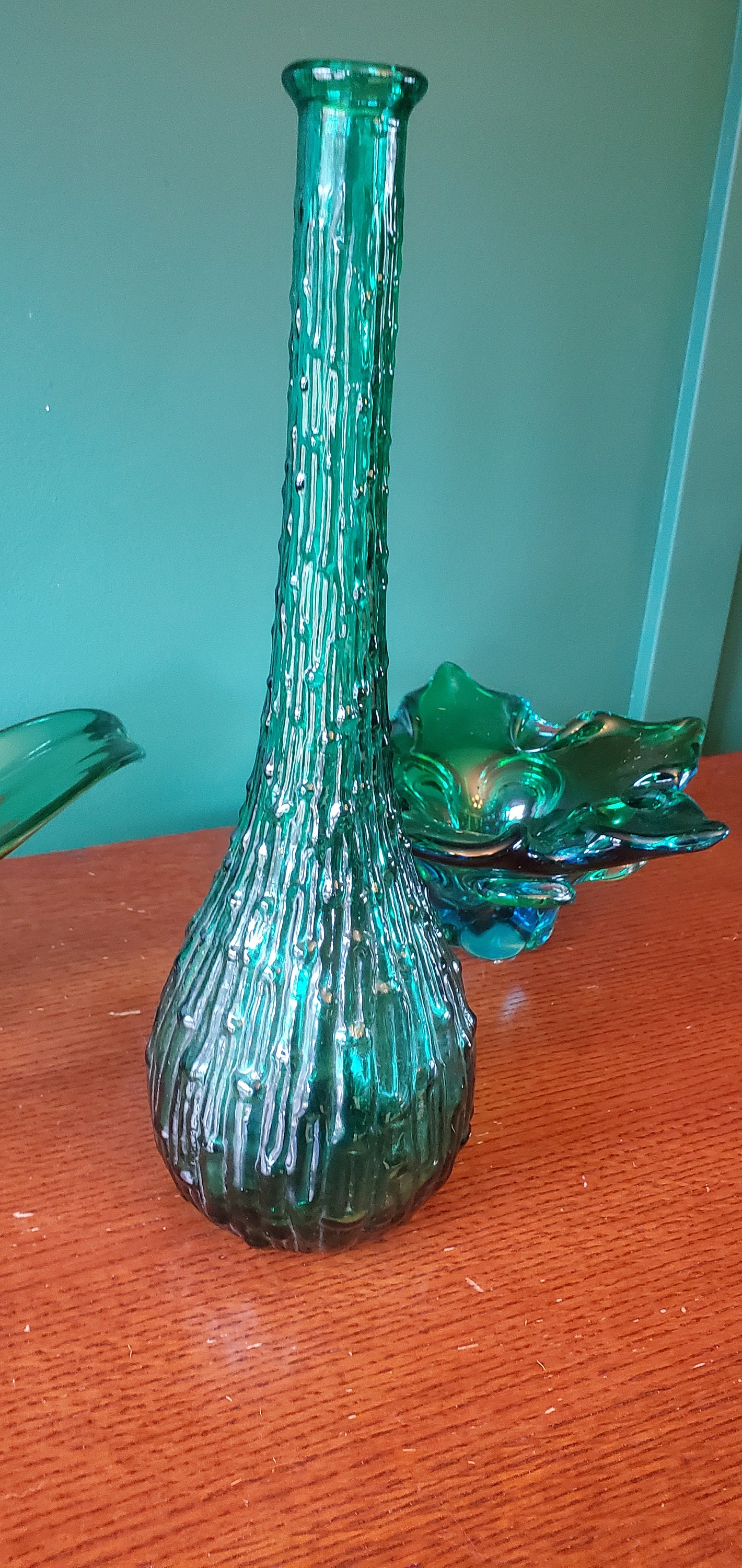 Empoli Green Glass Decanter - Genie Bottle - No Lid - Etsy