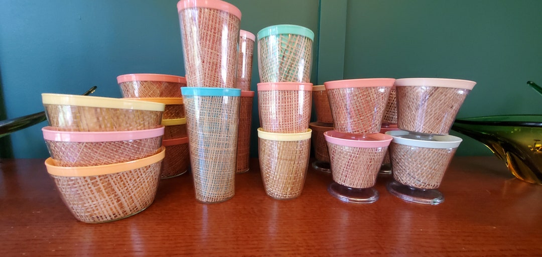 Thermo-temp Raffia Ware Thermoware Plastic Ware Large Lot of 25 Pieces ...