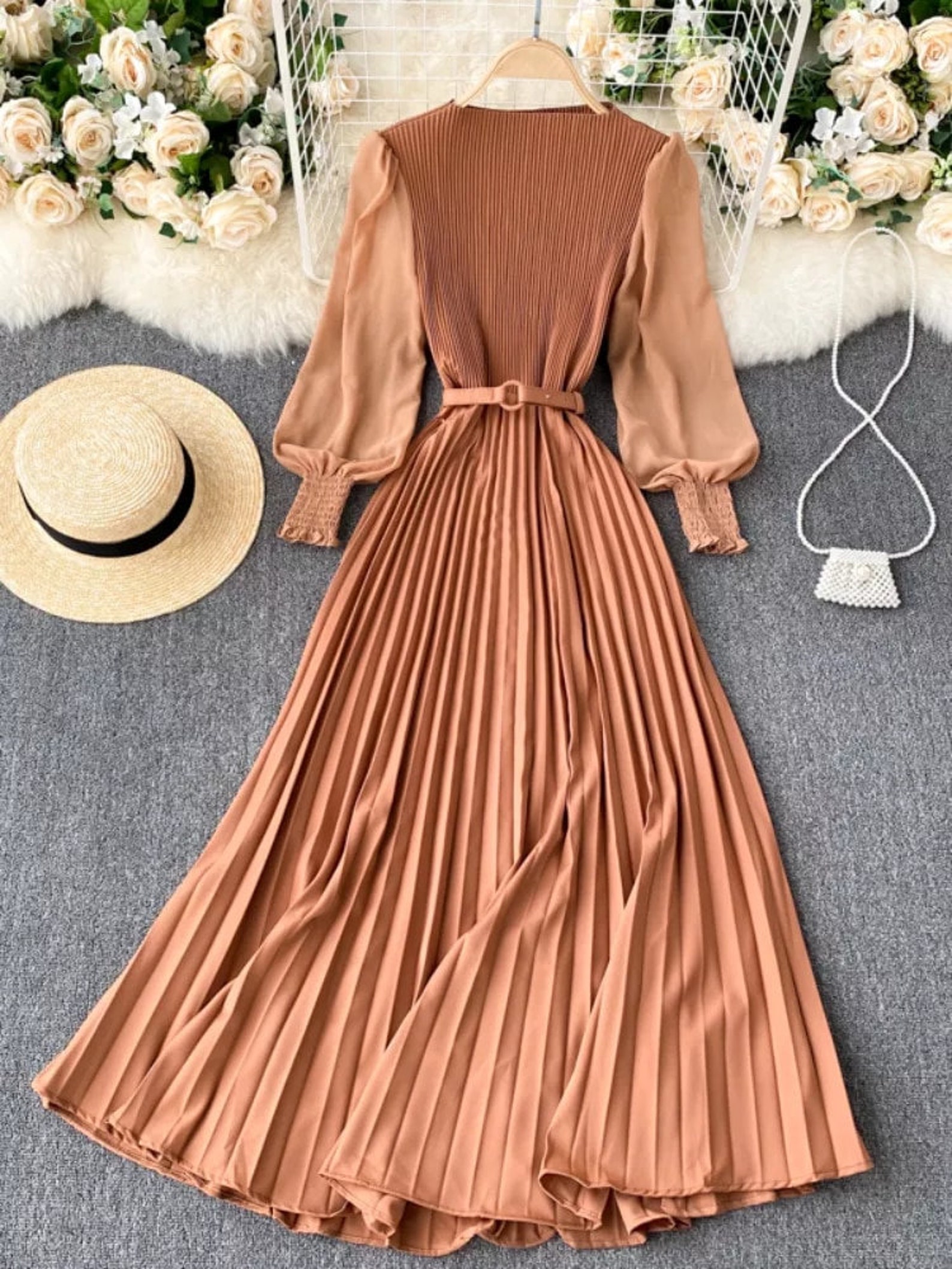 Women Elegant Maxi Dress Autumn Women Dress Long Sleeve - Etsy