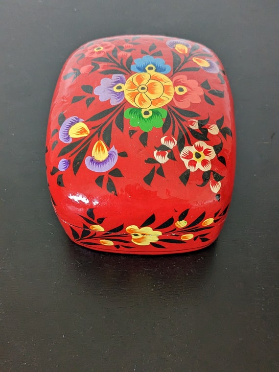 Vintage Handcrafted Paper Mache Box Brightly Colored … - Gem