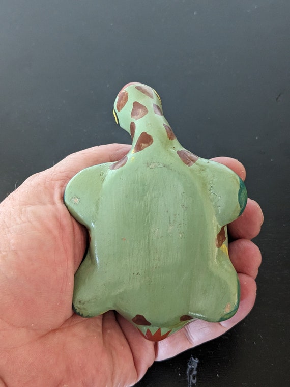 Ceramic Smiling Turtle Trinket Box with Apple Decor - Gem