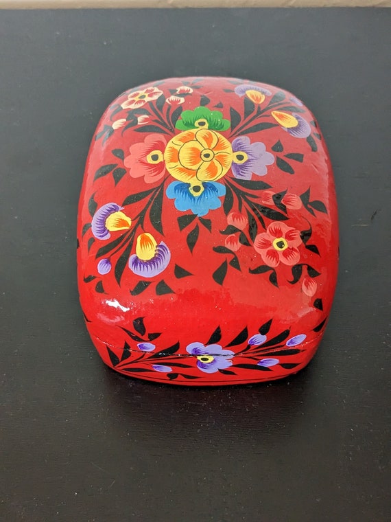 Vintage Handcrafted Paper Mache Box Brightly Colored … - Gem