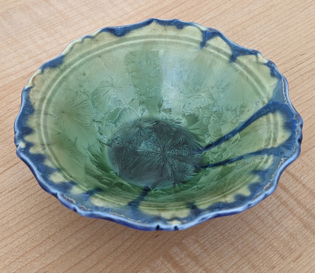 Edgecomb Pottery Green With Blue Drip Glaze Stoneware Bowl, Unique ...