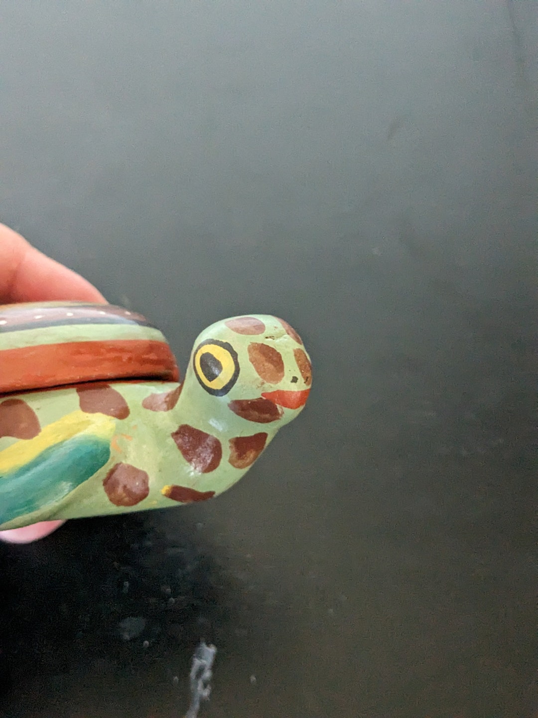 Ceramic Smiling Turtle Trinket Box With Apple Decor - Etsy