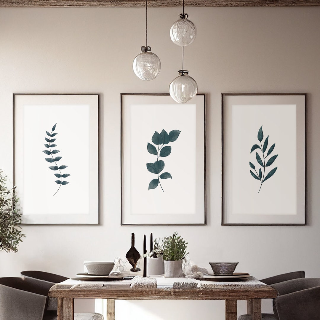 3 PRINTABLE Watercolor Green Prints. Botanical Illustration for Home ...