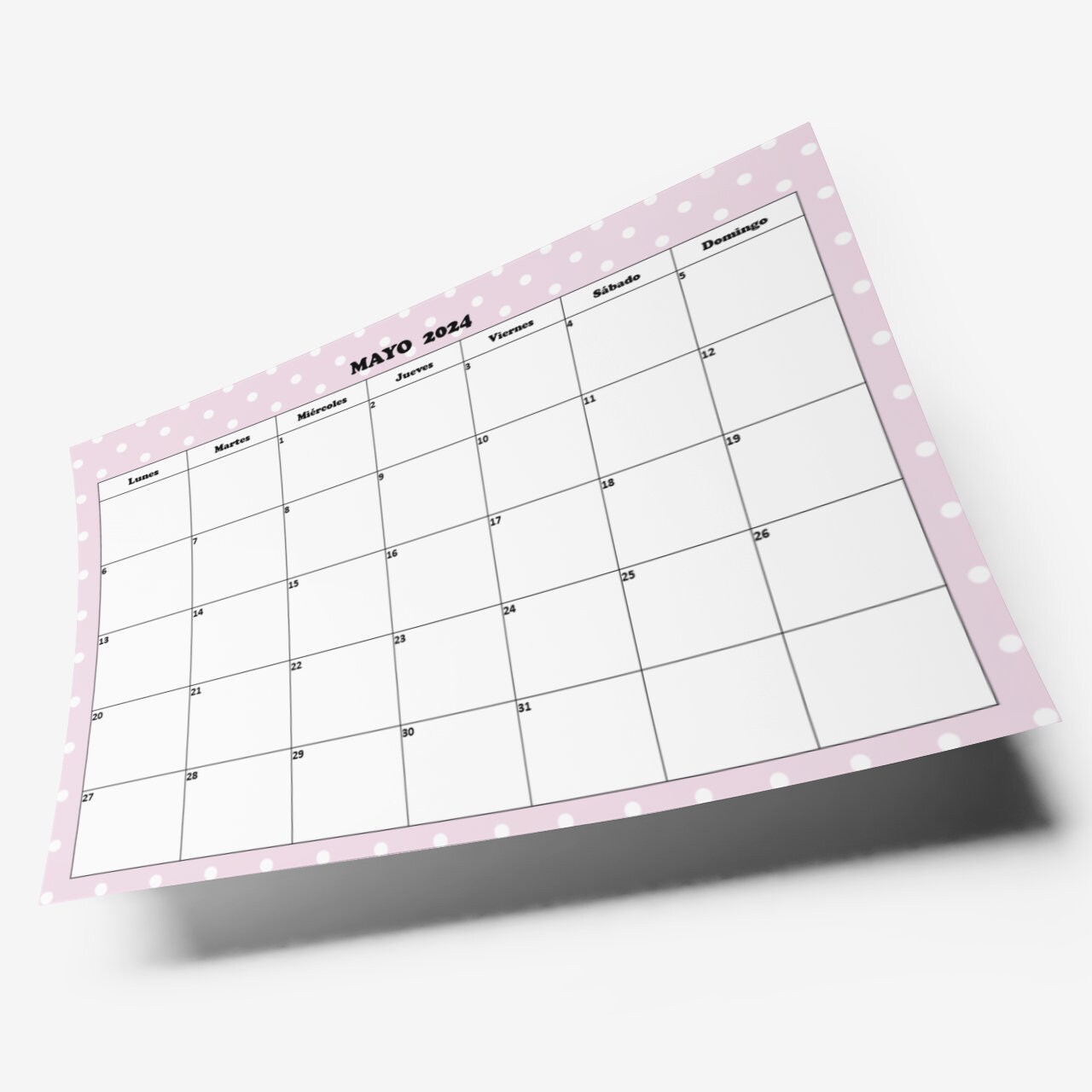 PRINTABLE Month Calendar 2024 Horizontal in Spanish 12 - Etsy