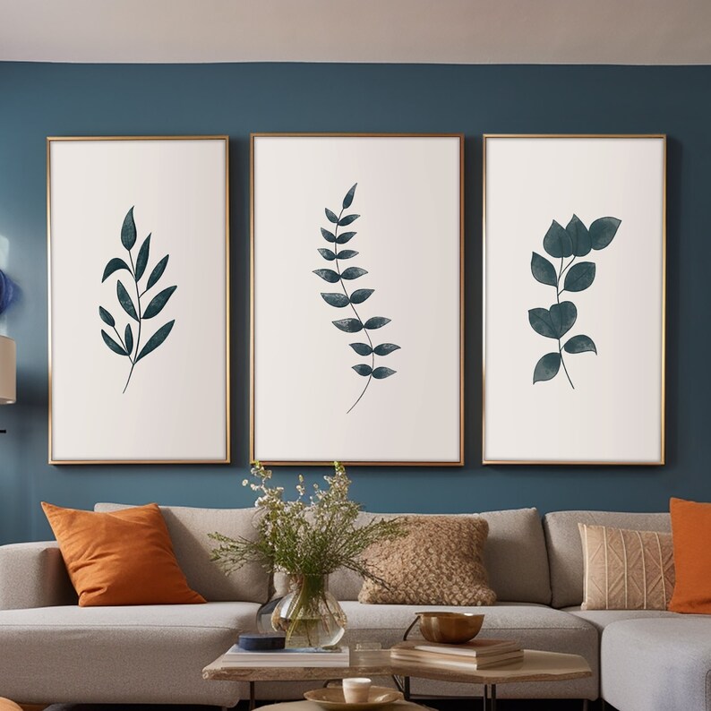 3 PRINTABLE Watercolor Green Prints. Botanical Illustration for Home ...