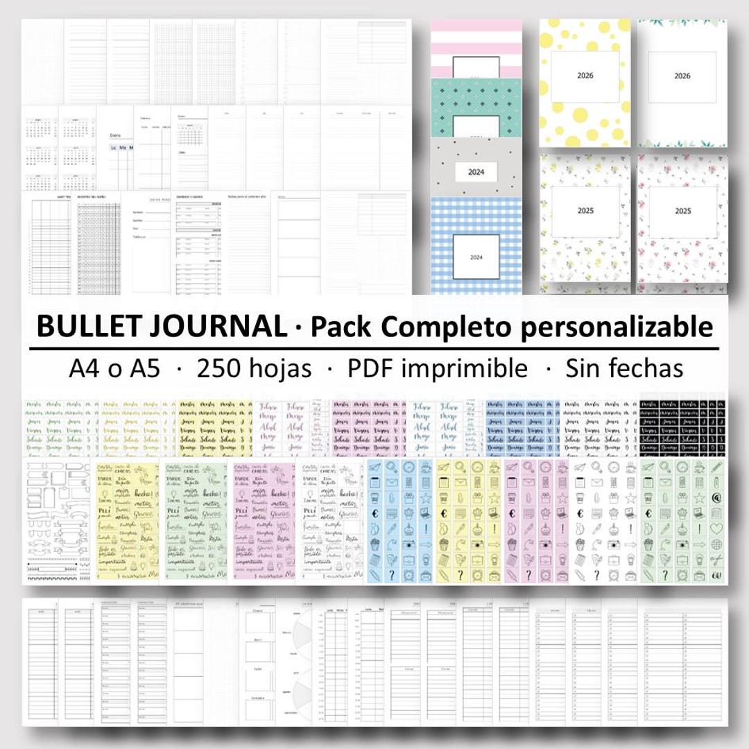 Perpetual Bullet Journal PRINTABLE: Complete Pack With Stickers, Covers ...