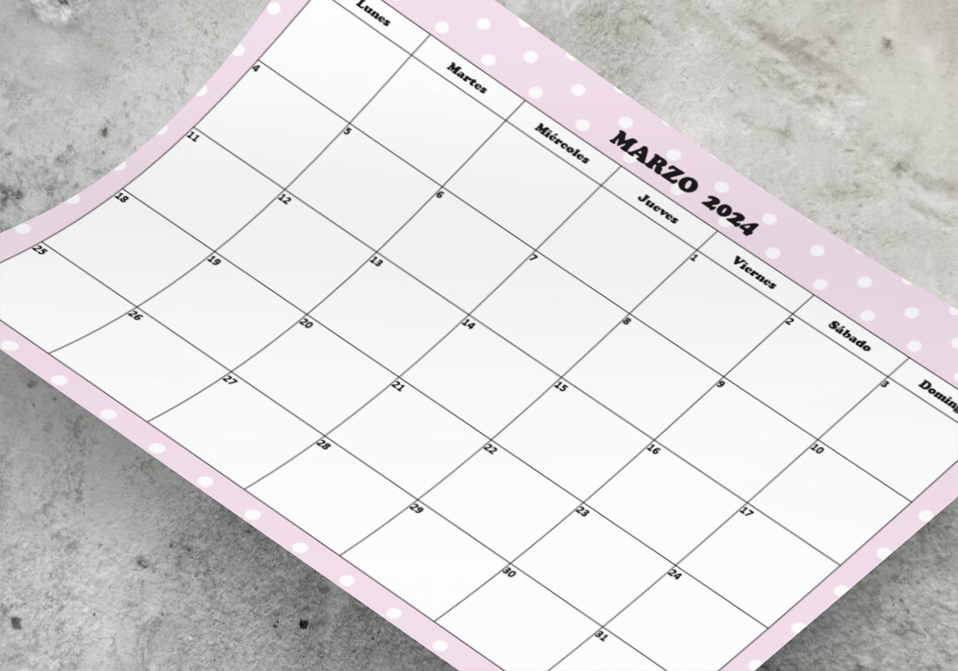 PRINTABLE Month Calendar 2024 Horizontal in Spanish 12 - Etsy