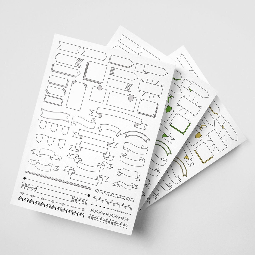 44 PRINTABLE Banners in 6 Colors - Automatic Download - Agenda Stickers ...