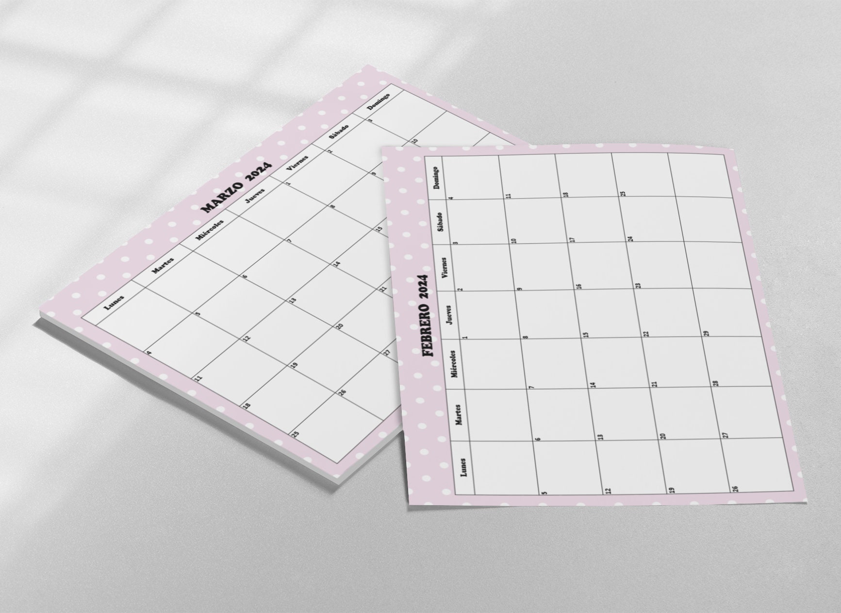PRINTABLE Month Calendar 2024 Horizontal in Spanish 12 - Etsy