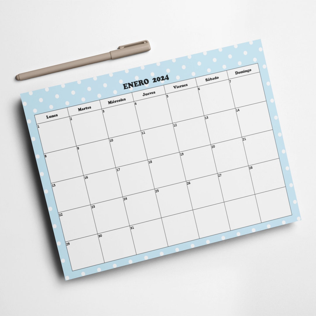 Calendrier mensuel 2024 IMPRIMABLE Plan horizontal 12 mois - Etsy France