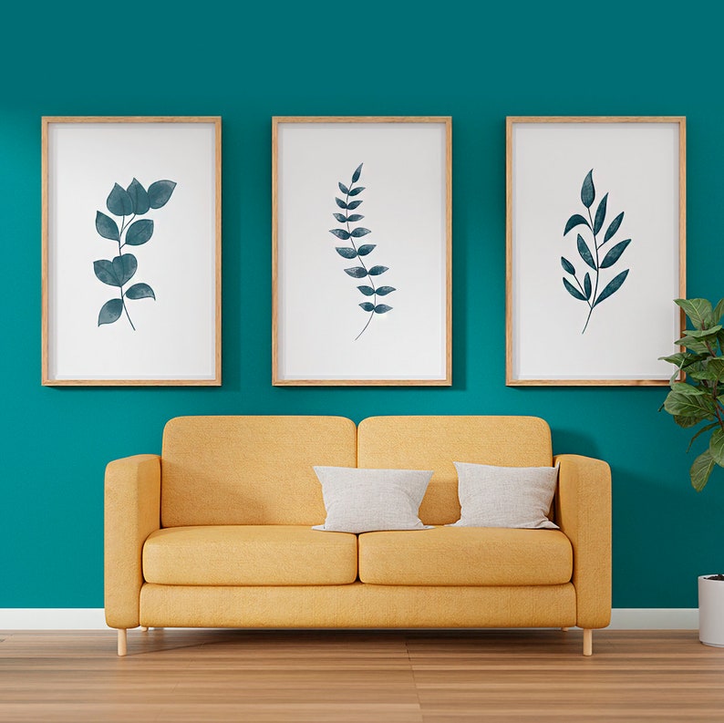 3 PRINTABLE Watercolor Green Prints. Botanical Illustration for Home ...