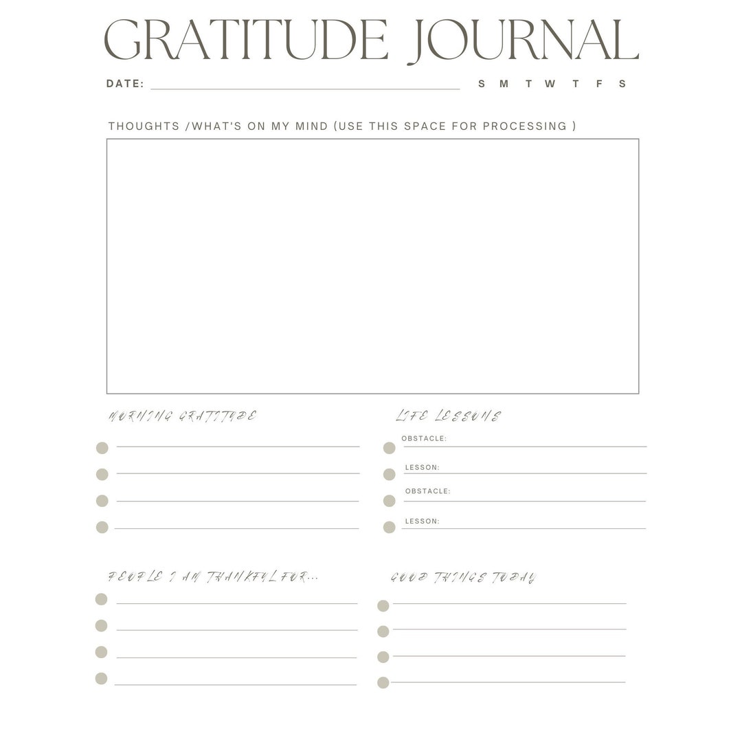 Gratitude Journal Template - Etsy