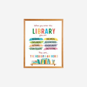 Welcome Library School Sign, Classroom Decor, Printable School Library ...