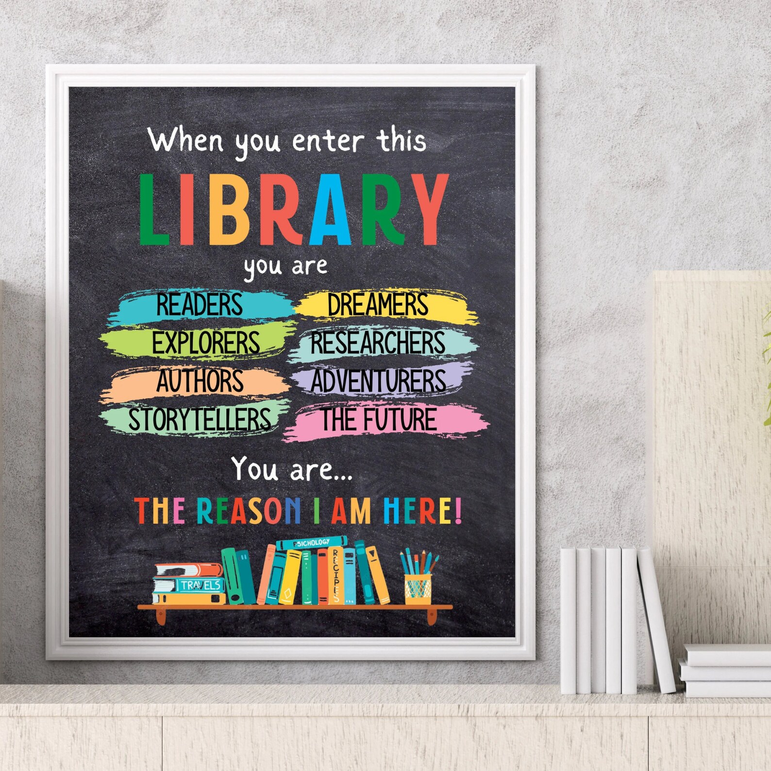 Welcome Library School Sign, Classroom Decor, Printable School Library ...