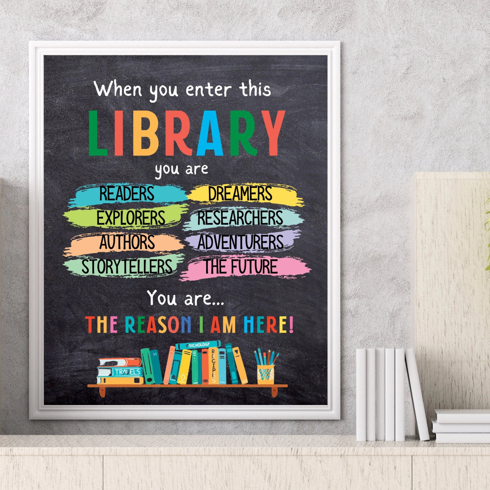 Welcome Library School Sign, Classroom Decor, Printable School Library ...