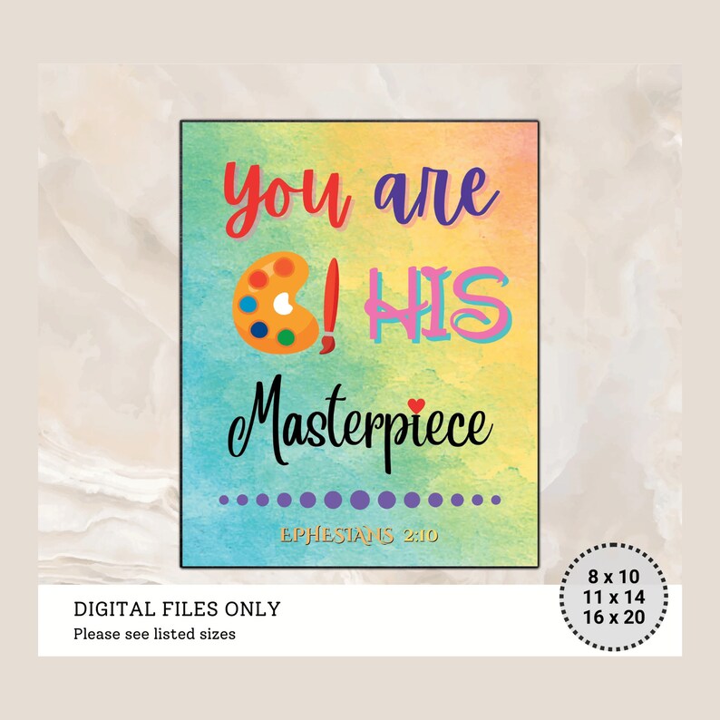 You Are God's Masterpiece, Ephesians 2:10, Childrens Decor Christian ...