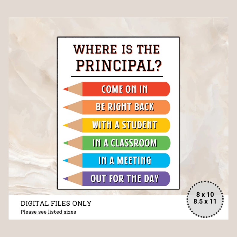 Where's the Principal Sign, Classroom Door Sign, Custom Teacher Gifts ...