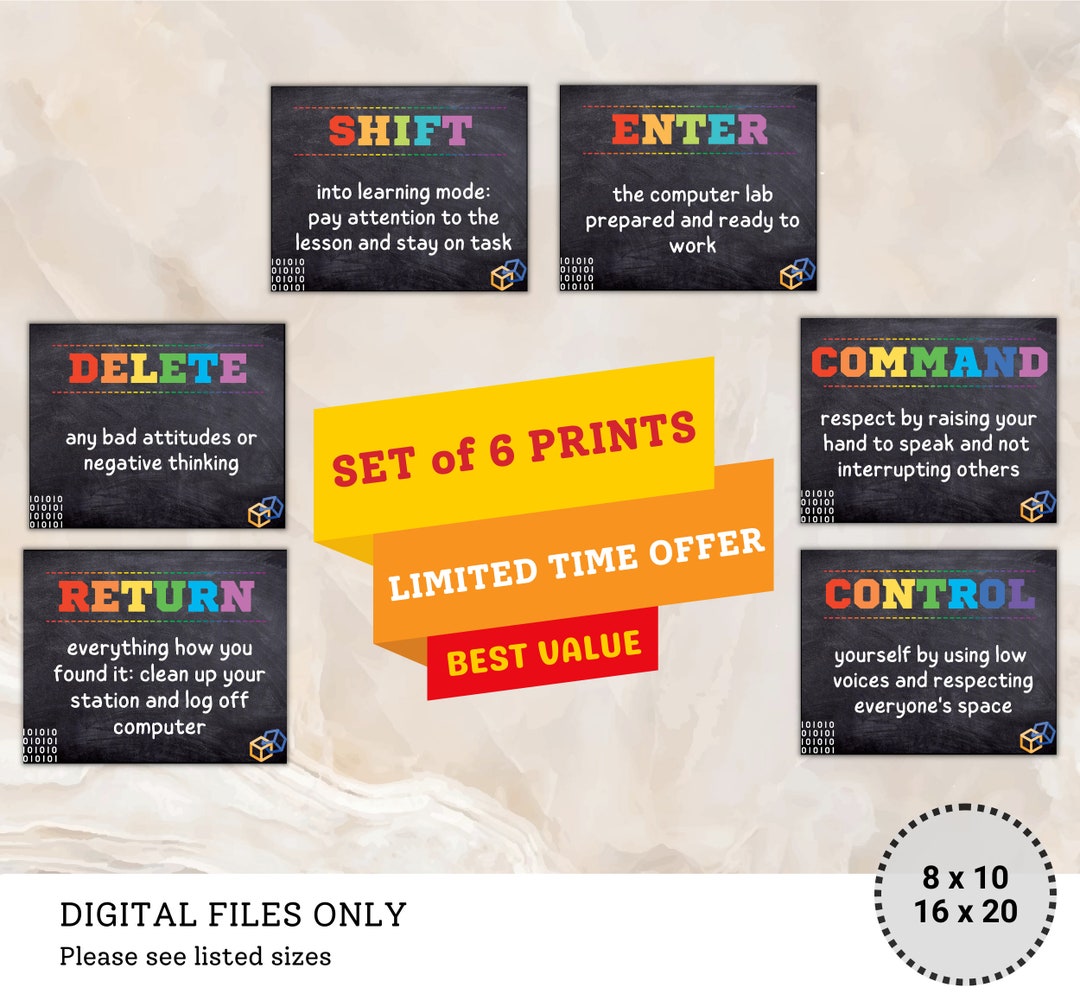 Computer Lab Poster Set of 6 Classroom Decor INSTANT - Etsy