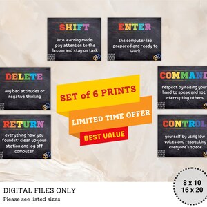 Computer Lab Poster Set of 6 Classroom Decor INSTANT - Etsy