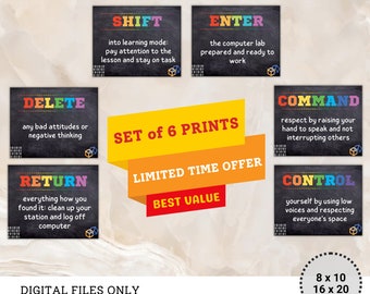 Computer Lab Poster Set 6 Classroom Decor - Etsy
