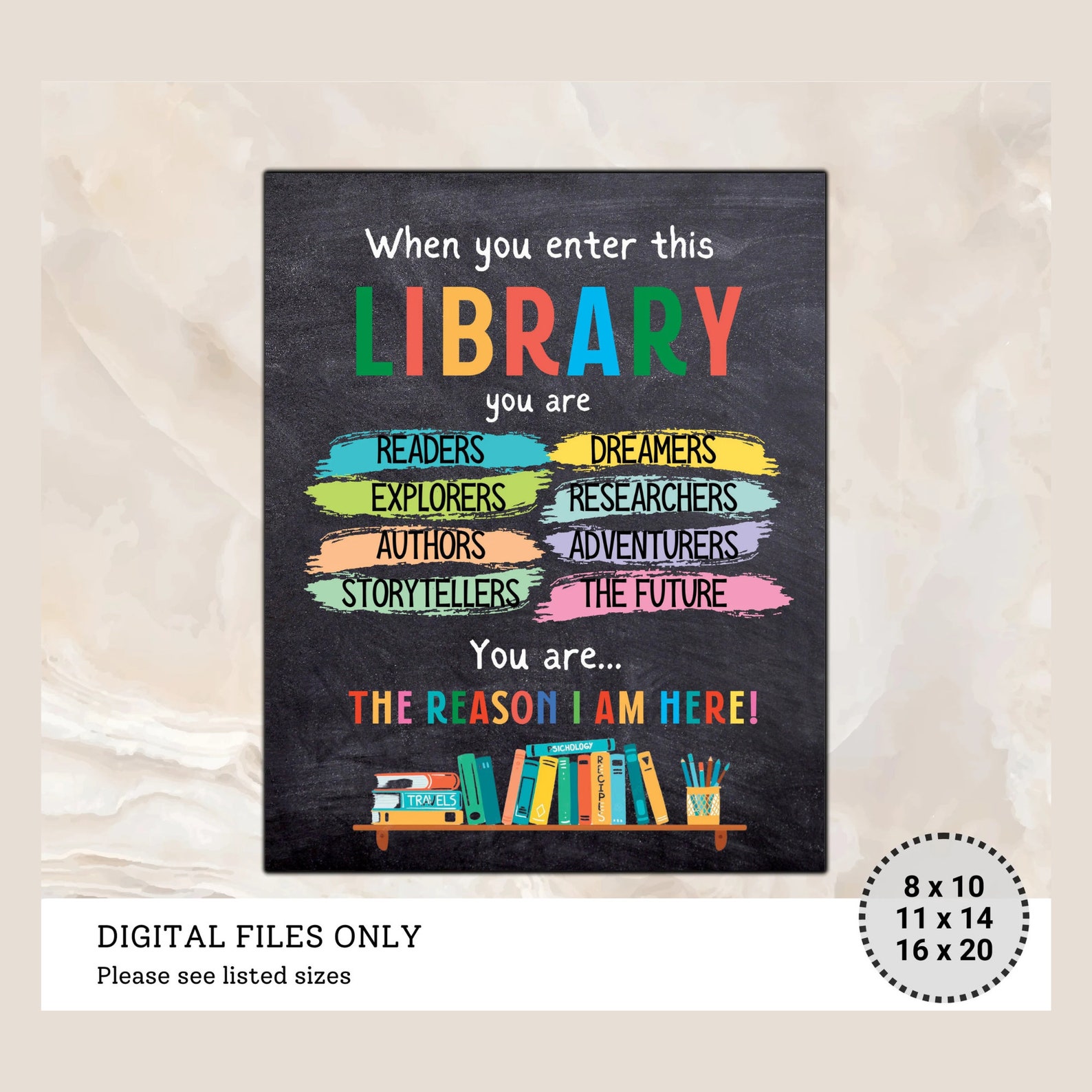 Welcome Library School Sign, Classroom Decor, Printable School Library ...