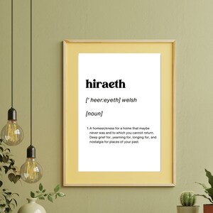 Hiraeth Definition Poster, Welsh Gift Idea, Office Decoration, Welsh ...