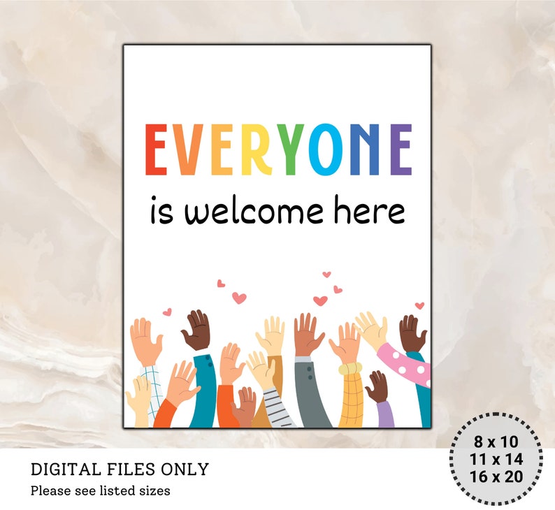 Everyone is Welcome Here Poster Sign School Counselor Office - Etsy
