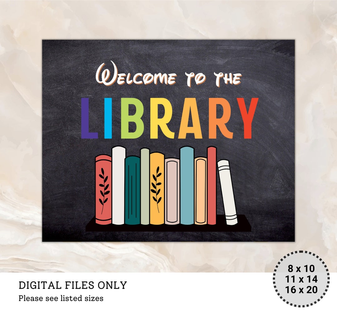 Welcome Library School Sign Classroom Decor Printable School - Etsy