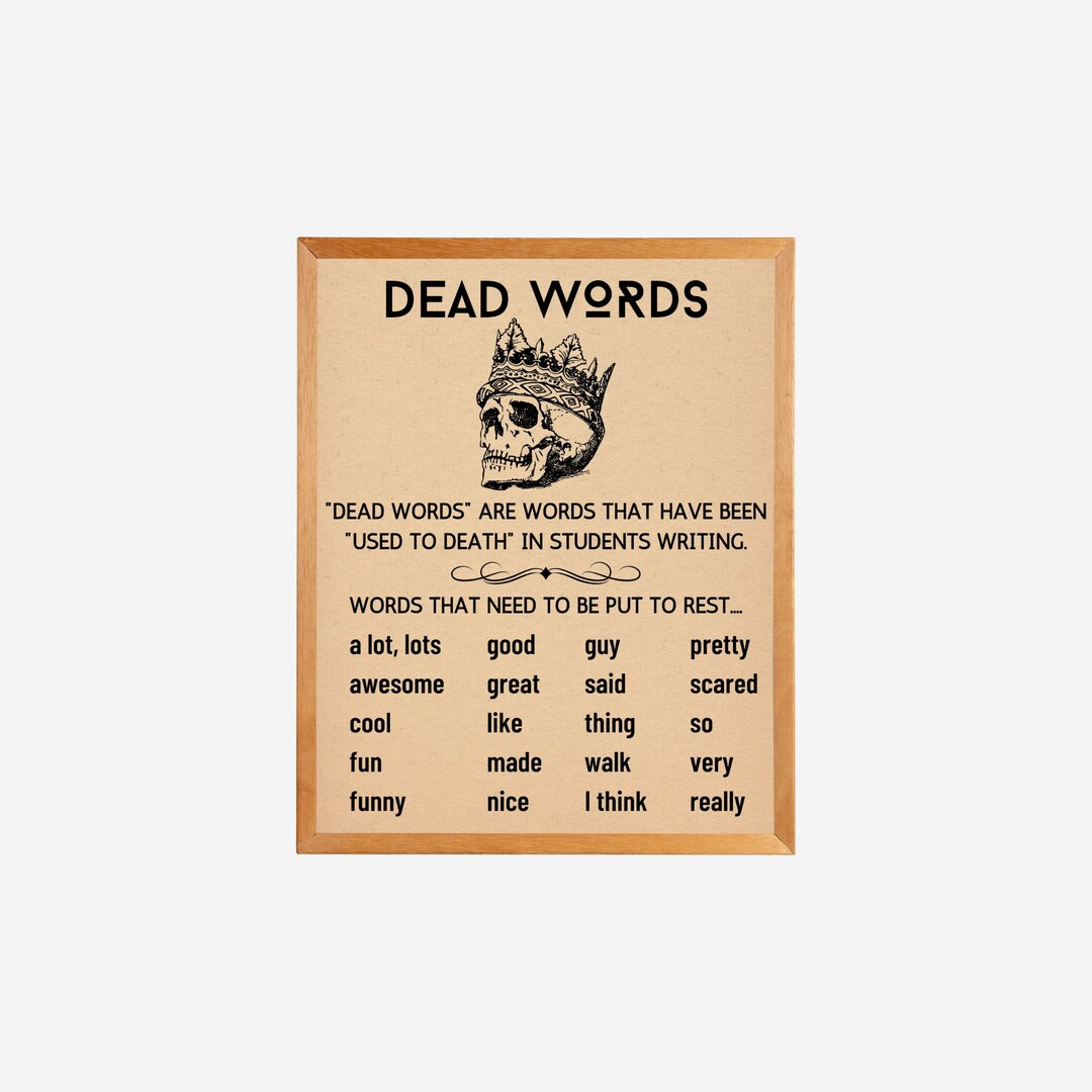 English Classroom DEAD WORDS Poster, Skull Decoration, Writing Poster ...