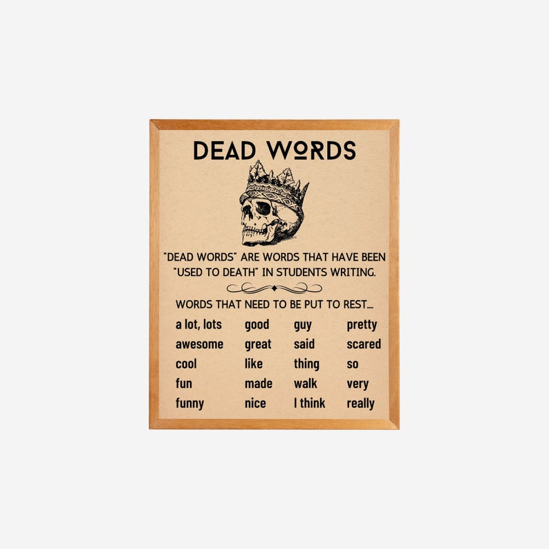English Classroom DEAD WORDS Poster, Skull Decoration, Writing Poster ...