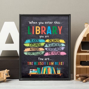 Welcome Library School Sign Classroom Decor Printable School - Etsy
